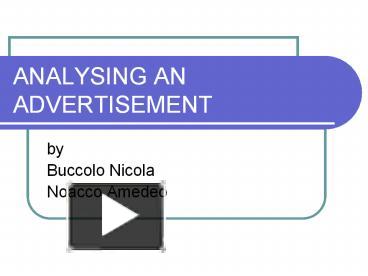 ANALYSING AN ADVERTISEMENT presentation | free to download