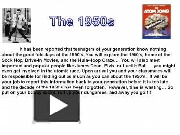 1950s Powerpoint Project presentation | free to download