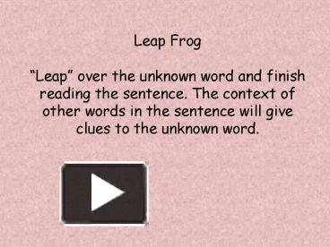 PPT – Leap Frog PowerPoint presentation | free to view - id: 76bd9-ZDc1Z