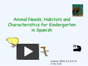 Animal Needs, Habitats and Characteristics for Kindergarten in Spanish ...