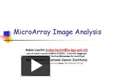 PPT – MicroArray Image Analysis PowerPoint presentation | free to download - id: 77341b-OWM0Y