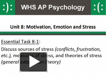 PPT – Unit 8: Motivation, Emotion and Stress PowerPoint presentation ...