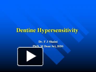 Dentine Hypersensitivity presentation | free to download