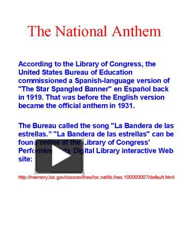 The National Anthem presentation | free to view