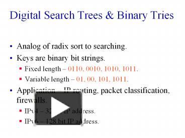 Digital Search Trees presentation | free to view