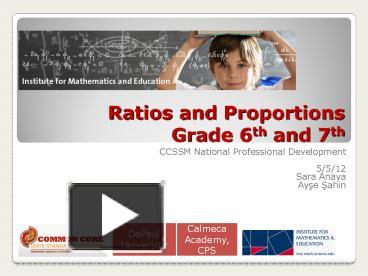 Ratios and Proportions Grade 6th and 7th presentation | free to view