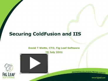 PPT – Securing ColdFusion and IIS PowerPoint presentation | free to ...