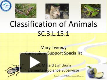 Classification of Animals SC.3.L.15.1 presentation | free to view