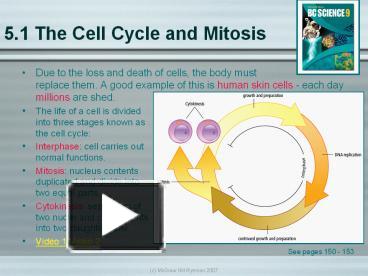 PPT – 5.1 The Cell Cycle and Mitosis PowerPoint presentation | free to ...