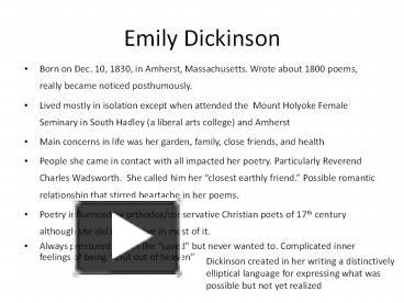 PPT – Emily Dickinson PowerPoint presentation | free to download - id ...