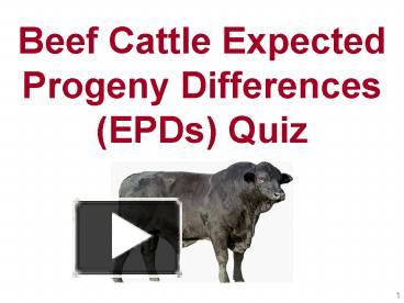Beef Cattle Expected Progeny Differences EPDs Quiz presentation | free ...