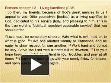 PPT – Romans chapter 12 PowerPoint presentation | free to download - id ...