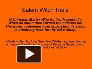 Salem Witch Trials presentation | free to download