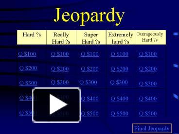PPT – Jeopardy PowerPoint presentation | free to download - id: 785e98 ...
