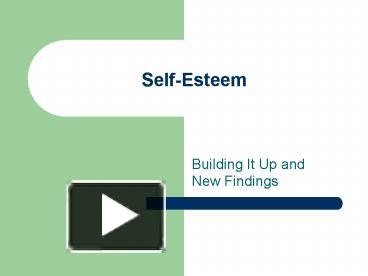 Self-Esteem presentation | free to view