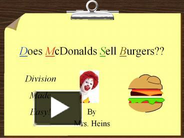 Does McDonalds Sell Burgers?? presentation | free to view