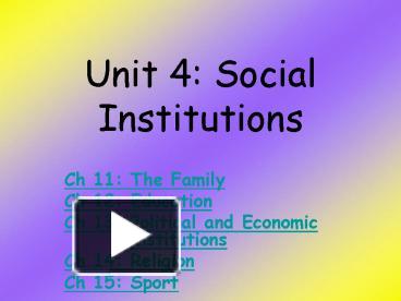 Unit 4: Social Institutions presentation | free to download