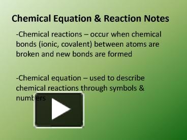 PPT – Chemical Equation PowerPoint presentation | free to view - id ...