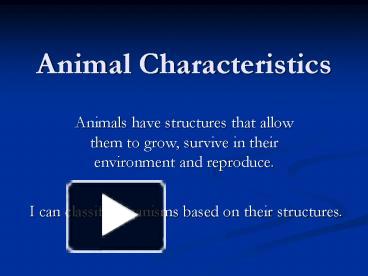 PPT – Animal Characteristics PowerPoint presentation | free to view ...