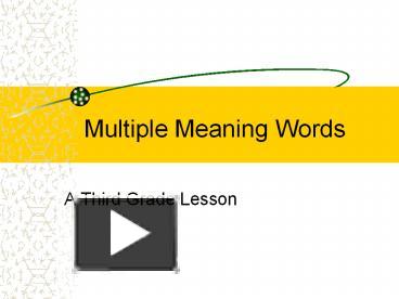 PPT – Multiple Meaning Words PowerPoint presentation | free to view ...