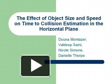 The Effect of Object Size and Speed on Time to Collision Estimation in ...