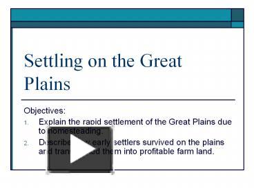 Settling on the Great Plains presentation | free to download