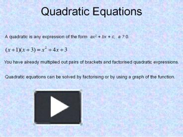 Quadratic Equations presentation | free to view