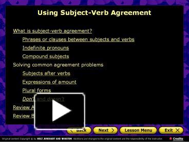 Using Subject-Verb Agreement presentation | free to download