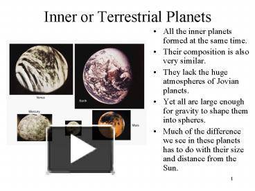 Inner or Terrestrial Planets presentation | free to view