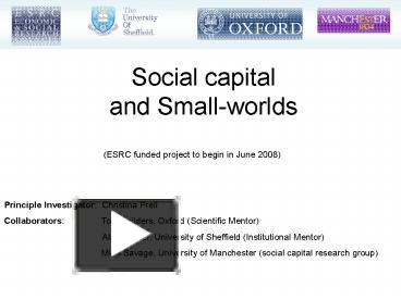 Social capital and Smallworlds presentation | free to view