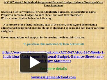 PPT – ACC 547 Complete Class PowerPoint presentation | free to download - id: 79722c-NThhM