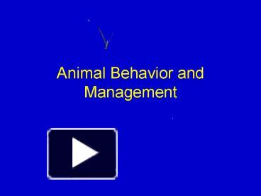 PPT – Animal Behavior and Management PowerPoint presentation | free to ...