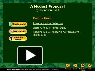 A Modest Proposal by Jonathan Swift presentation | free to view