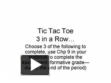 Tic Tac Toe 3 in a Row presentation | free to view