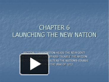 PPT – CHAPTER 6 LAUNCHING THE NEW NATION PowerPoint presentation | free ...