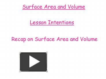 Surface Area and Volume presentation | free to view