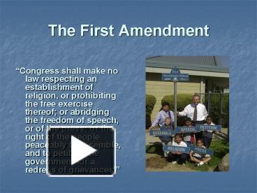 PPT – The First Amendment PowerPoint presentation | free to view - id ...