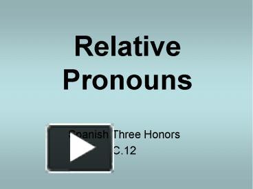 Relative Pronouns presentation | free to download
