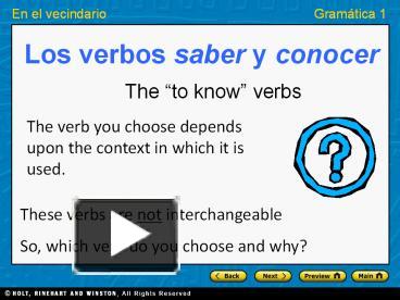 Los verbos saber y conocer presentation | free to view