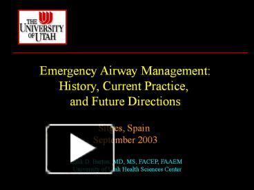 Emergency Airway Management: presentation | free to view