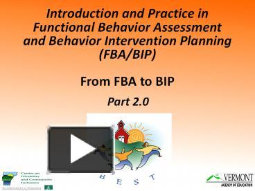 Introduction and Practice in Functional Behavior Assessment and ...