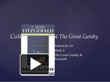 Cultural Context of The Great Gatsby presentation | free to view