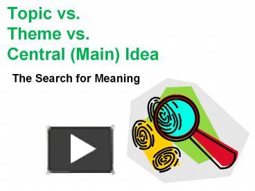 Topic vs. Theme vs. Central (Main) Idea presentation | free to view