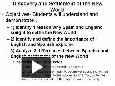 Discovery and Settlement of the New World presentation | free to download