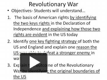 PPT – Revolutionary War PowerPoint presentation | free to download - id ...
