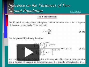 Inference on the Variances of Two Normal Population presentation | free to download