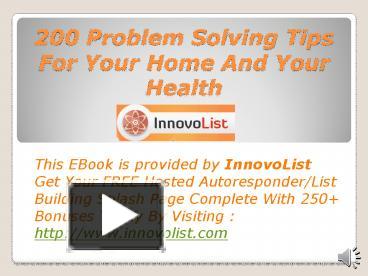 PPT – 200 Problem Solving Tips for Your Home and Your Health (1 ...