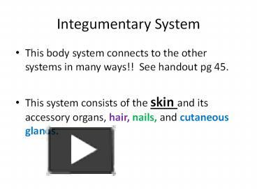 Integumentary System presentation | free to download