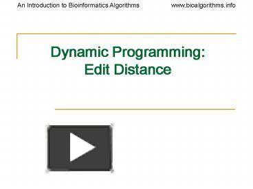 Dynamic Programming: Edit Distance presentation | free to view