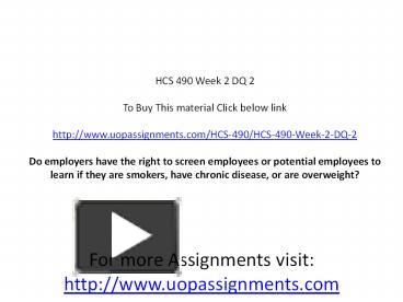 PPT – HCS 490 Week 2 DQ 2 PowerPoint presentation | free to download - id: 7c630b-YjUyO